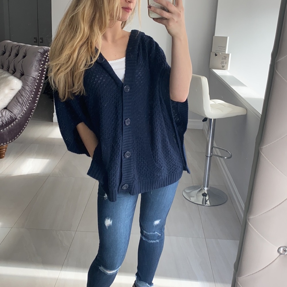 Knitted Oversized Poncho - Gem
